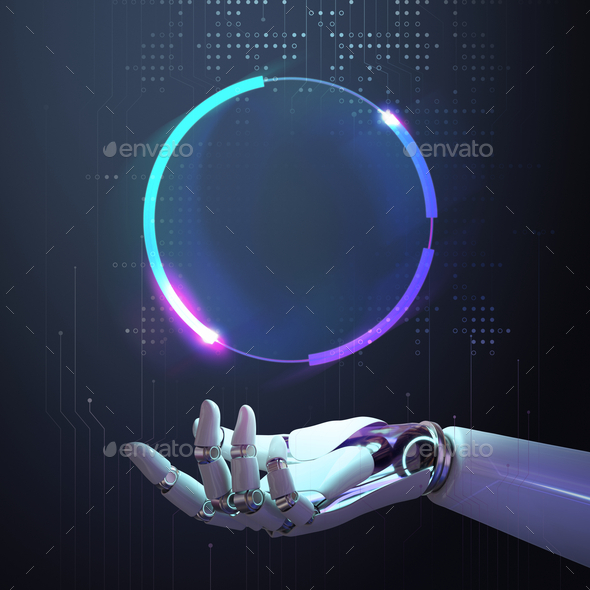 AI robot frame technology, abstract futuristic tech design with blank ...