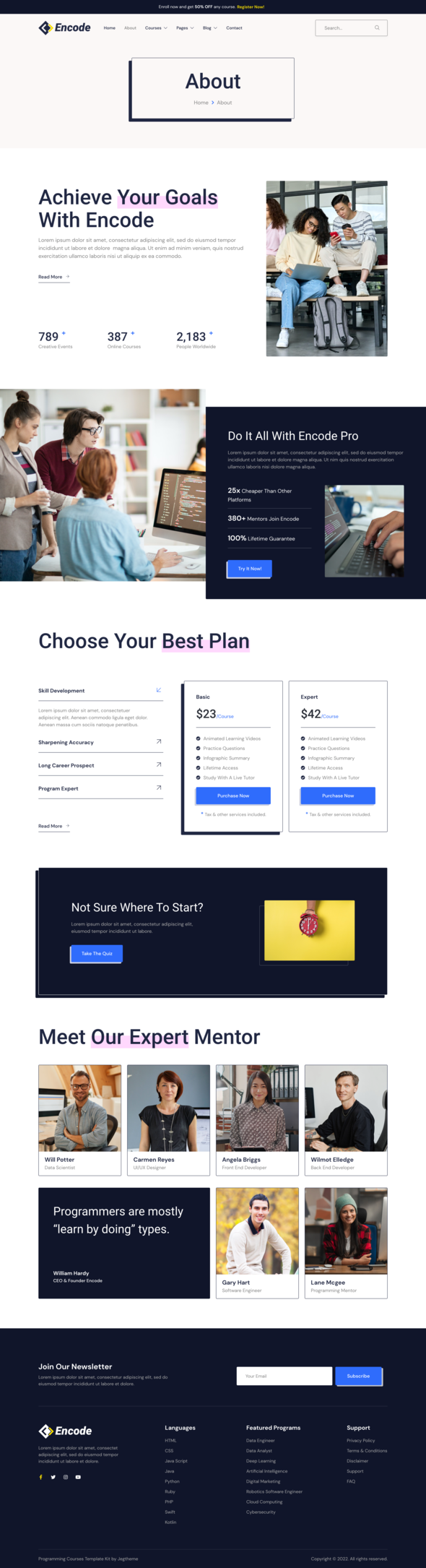 Encode – Online Programming & Computer Science Course Elementor Template Kit by jegtheme