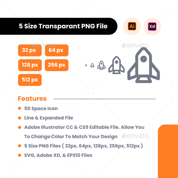 50 Space Icon Set, Icons | GraphicRiver