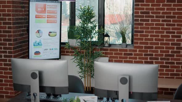Empty Desk with Computers in Customer Service Office, Stock Footage