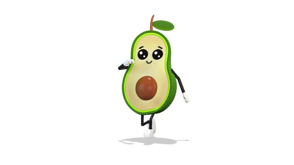 Avocado Running on White Background, Motion Graphics | VideoHive