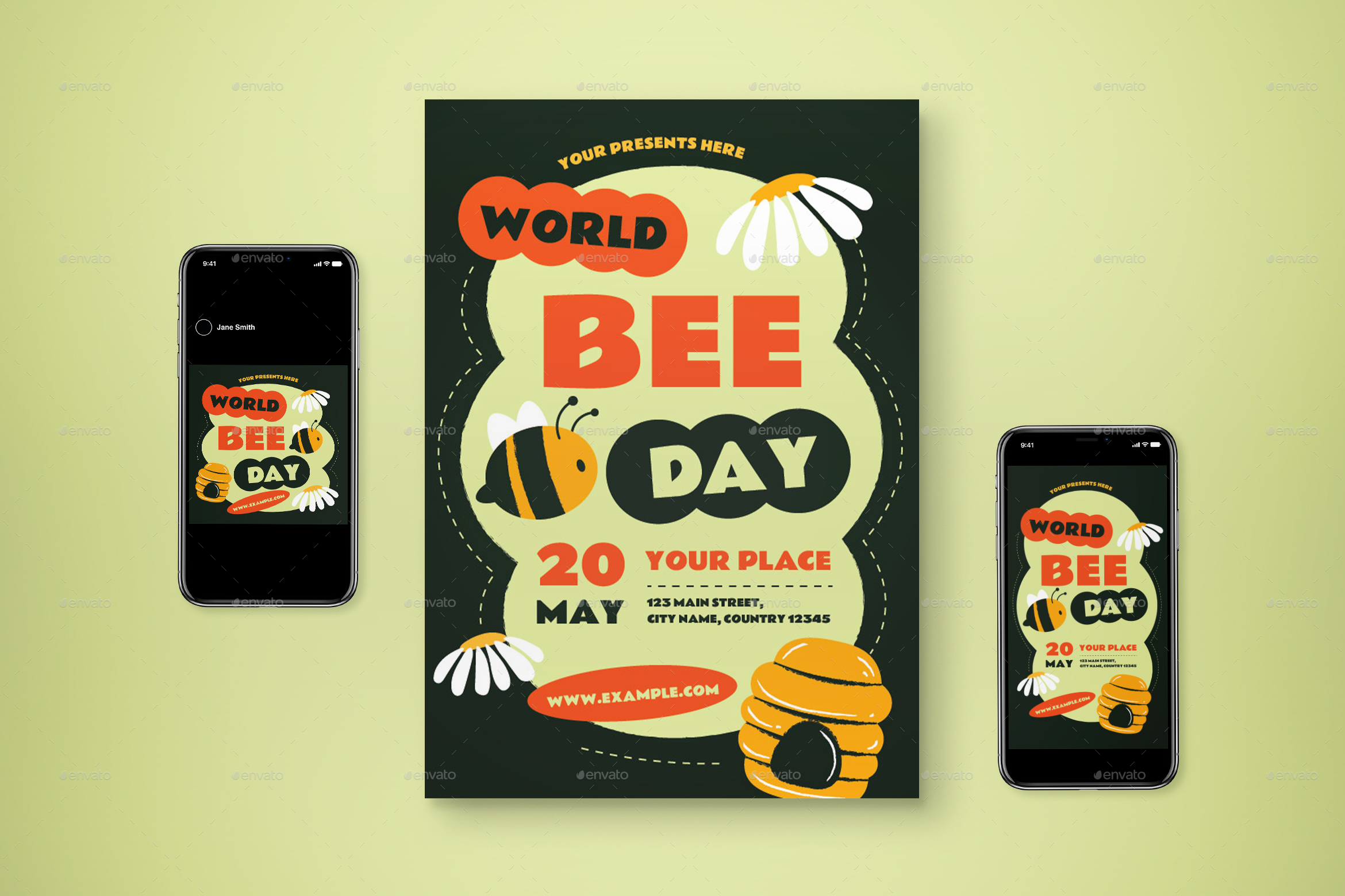 World Bee Day Flyer Set, Print Templates | GraphicRiver