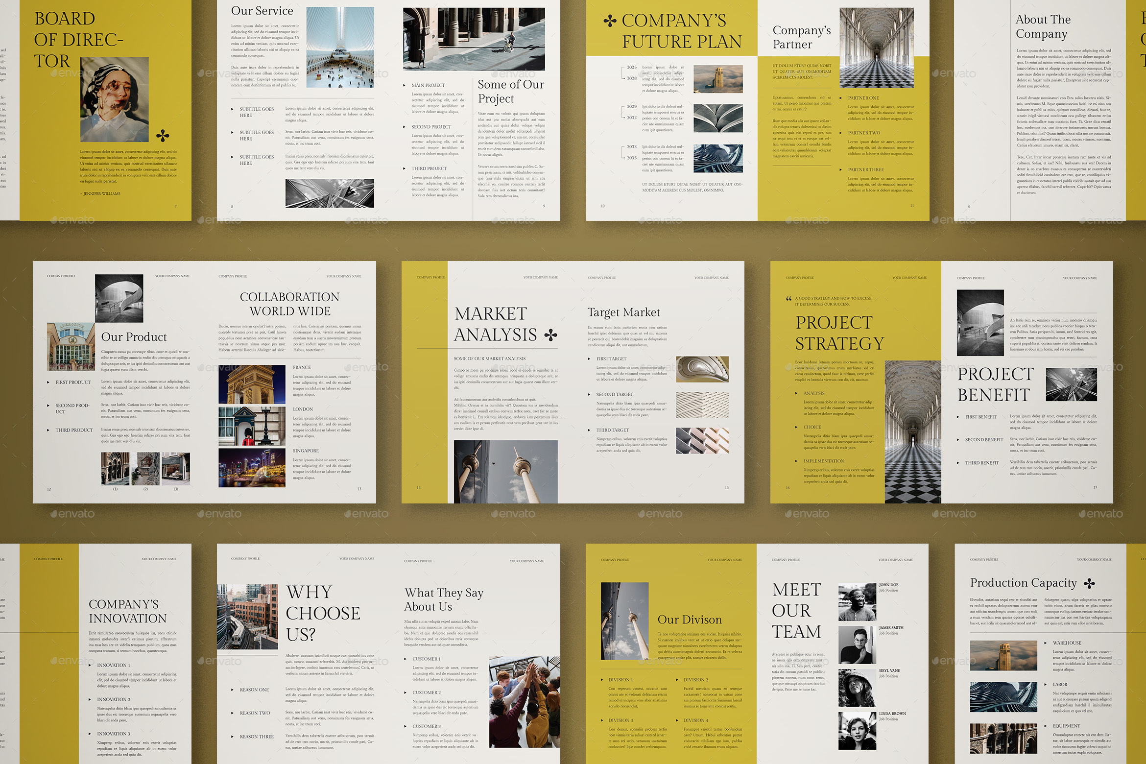 Simple Company Profile Facing Pages Book, Print Templates | GraphicRiver