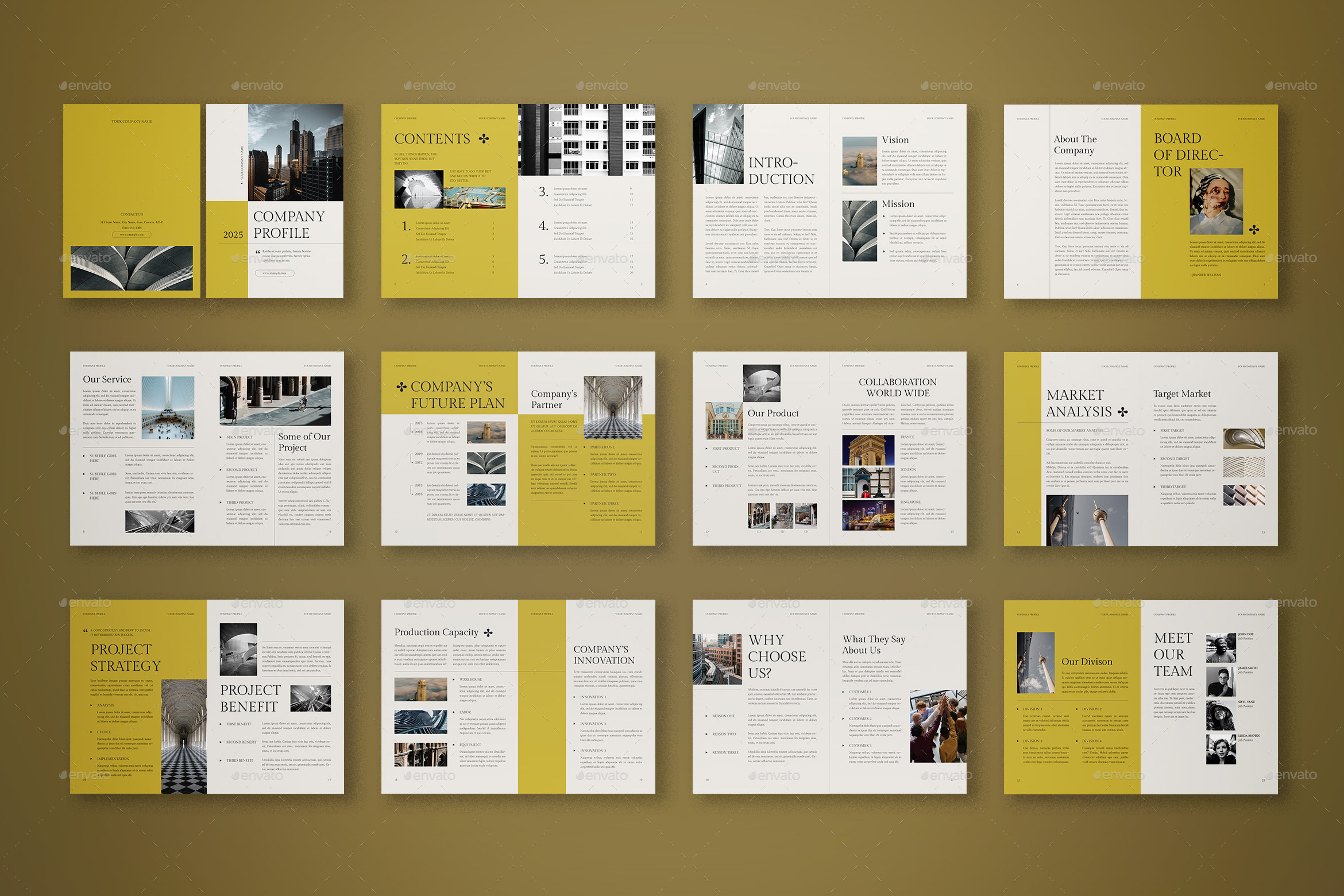 Simple Company Profile Facing Pages Book, Print Templates | GraphicRiver