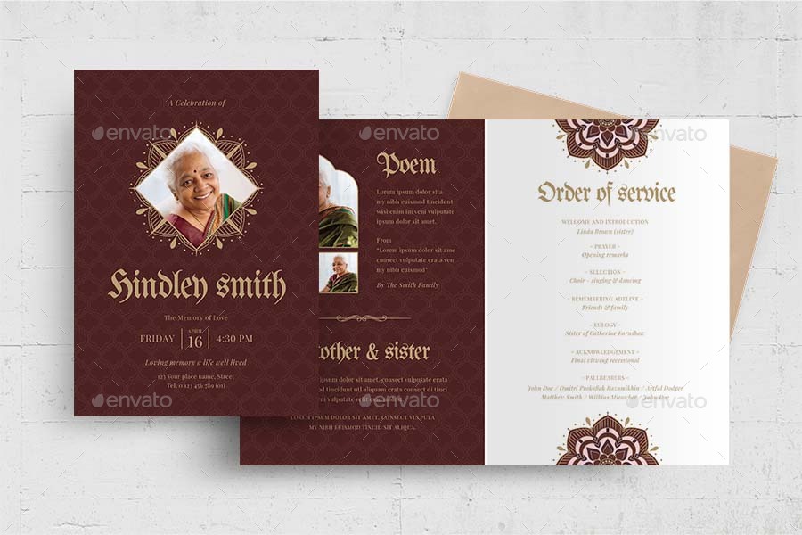 Indian Funeral Program Template, Print Templates | GraphicRiver