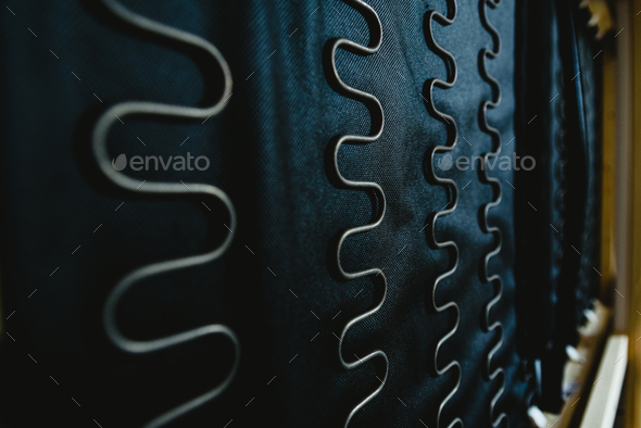 Detail of the inside of a sofa, with springs that hold the structure ...