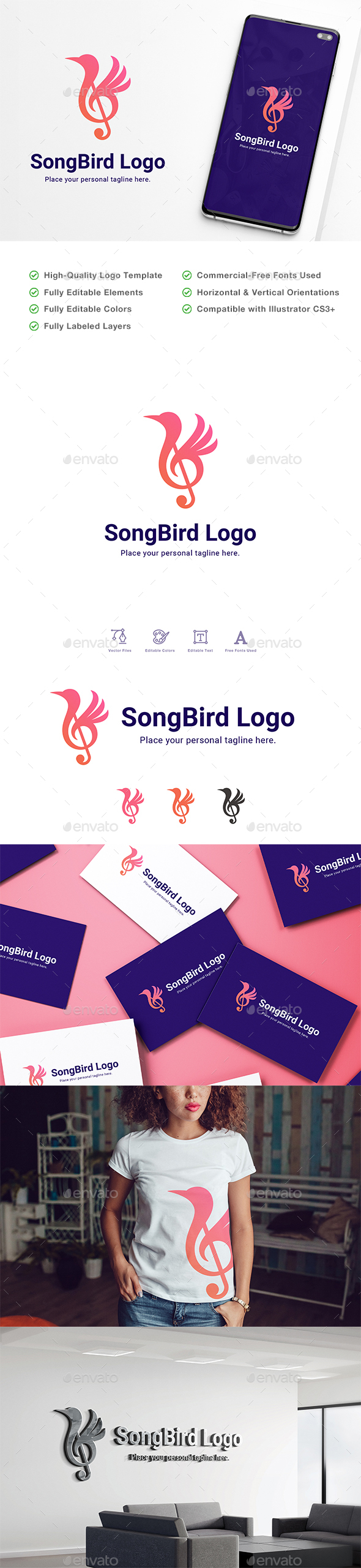 Song Bird Logo, Logo Templates | GraphicRiver