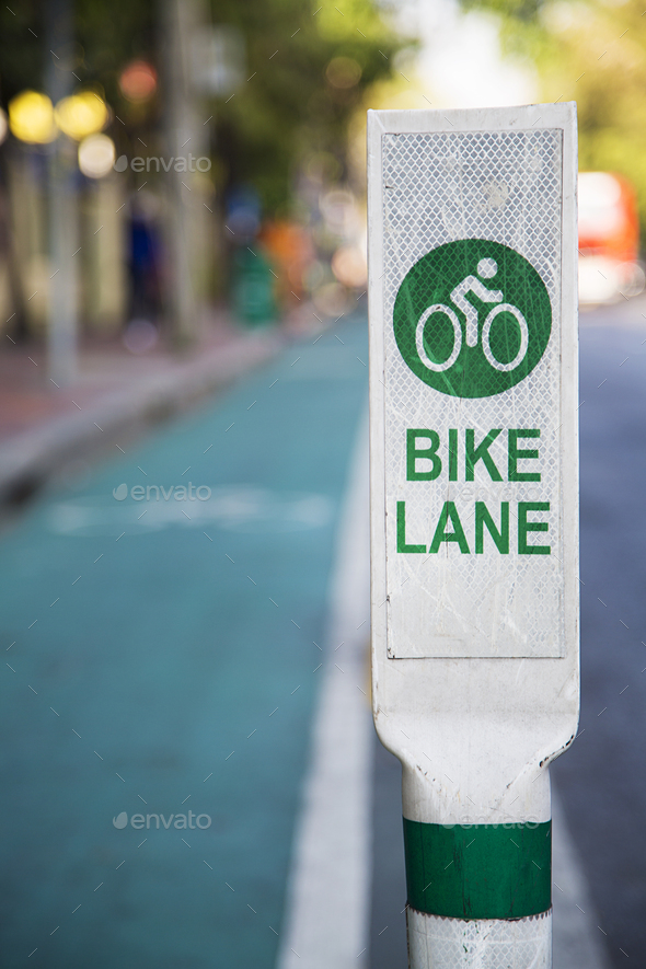 BIke lane sign Stock Photo by BGStock72 | PhotoDune