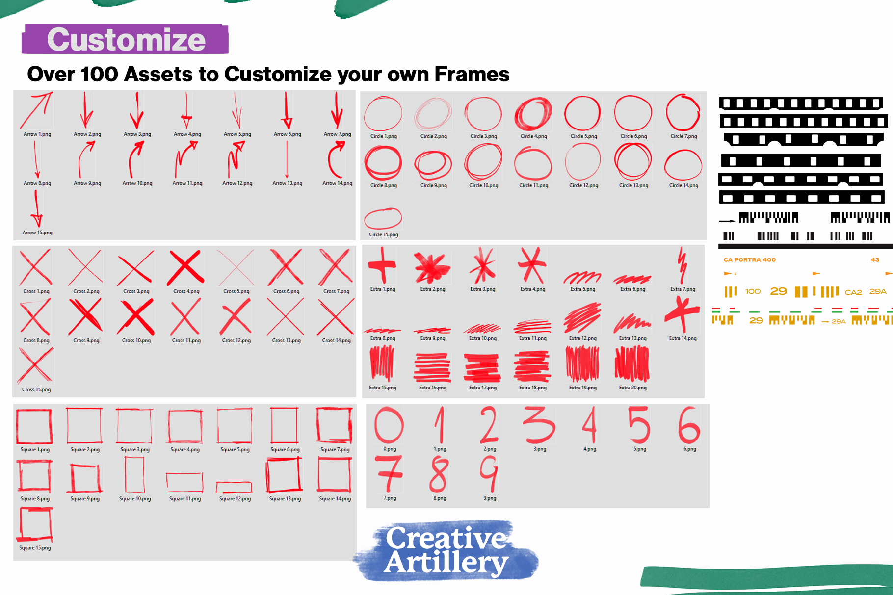 35 MM FILM FRAMES PSD Templates + PNG, Add-ons | GraphicRiver