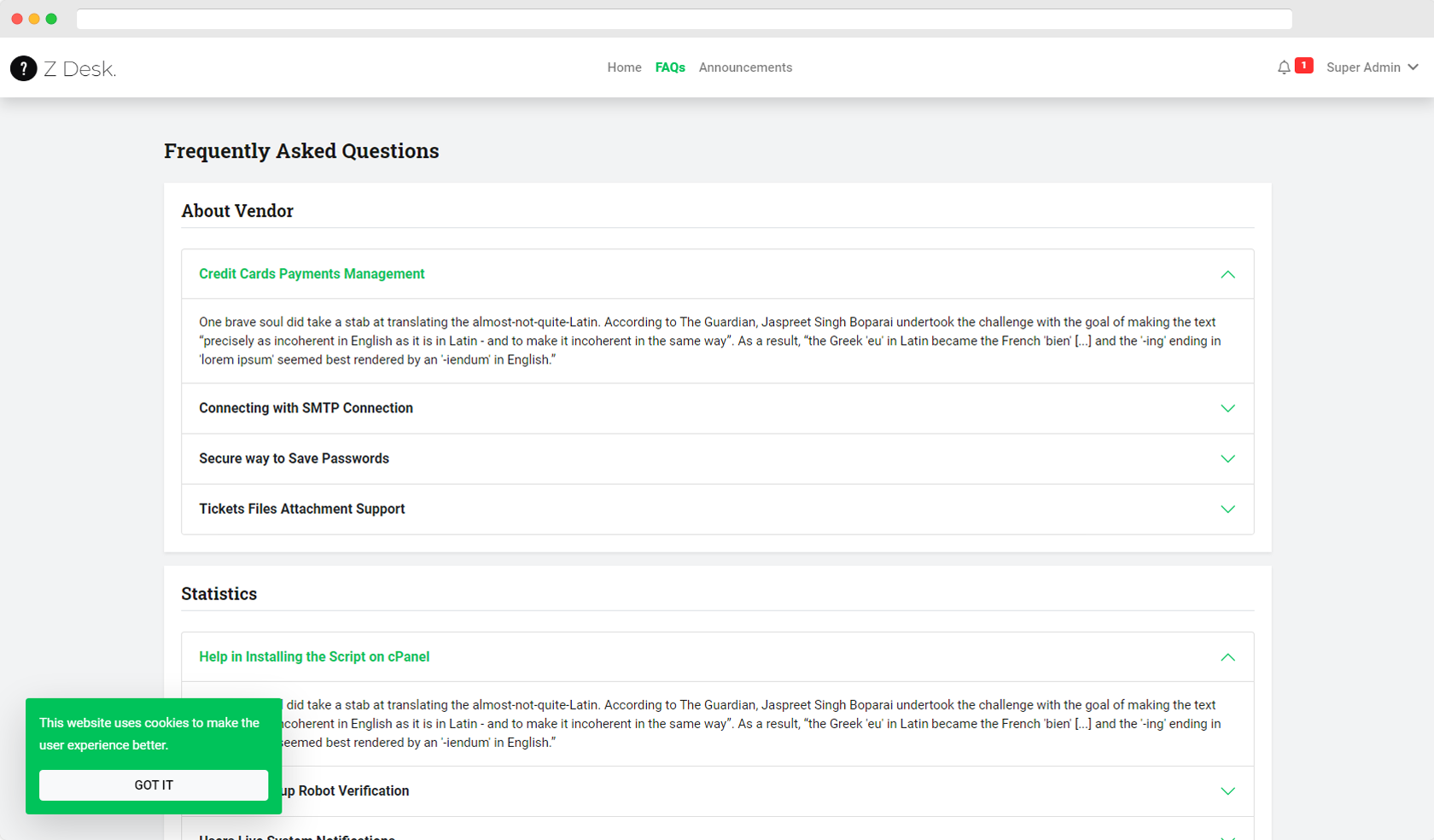 Z Desk - Support Tickets System with Knowledge Base and FAQs by zaiblab