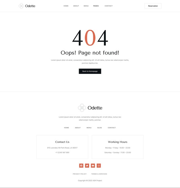 Odette - Restaurant Elementor Template Kit by askproject | ThemeForest