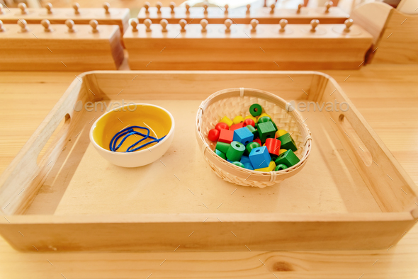Montessori material for children's crafts in a house. Stock Photo by ...