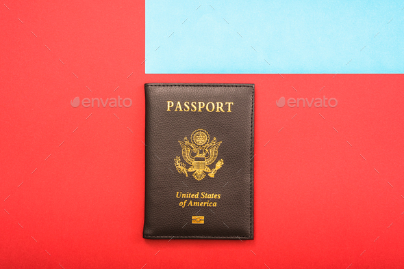 Simple image of an American passport with red and blue background ...