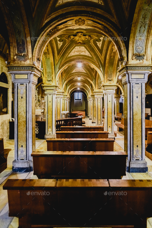 Columns of the crypt of the Cathedral Basilica of San Sabino in Bari ...
