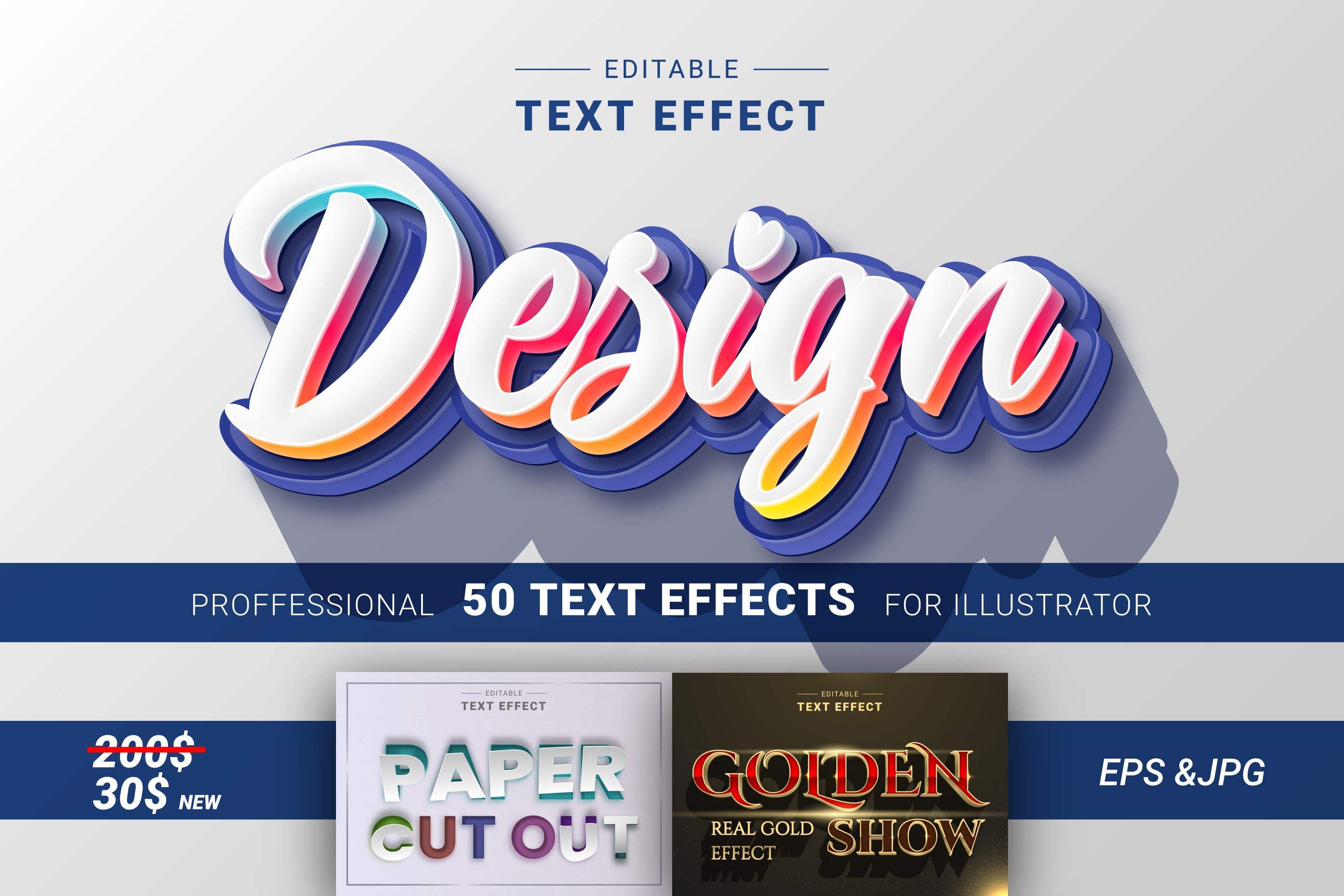 50 Editable 3D Text Effects Design N19, Add-ons | GraphicRiver