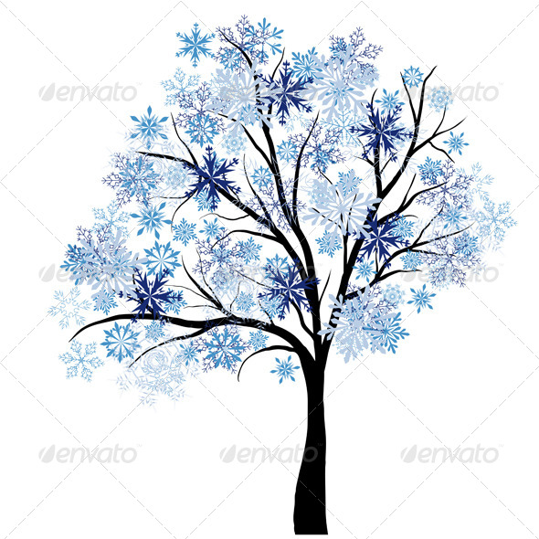 Winter tree set, Vectors | GraphicRiver