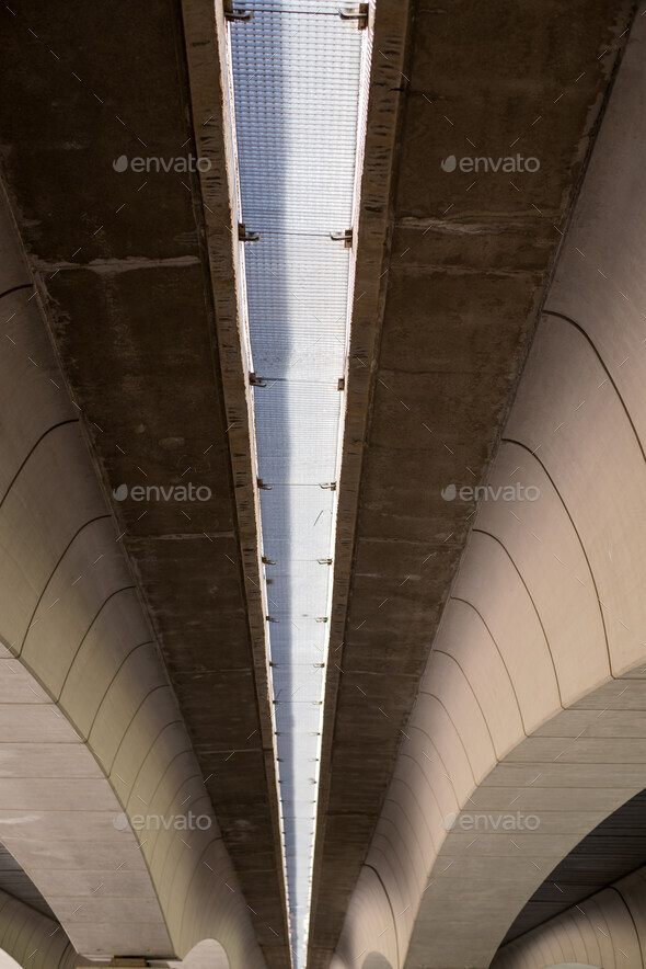 Modern concrete bridge beams with geometric shapes in Valencia, Spain ...