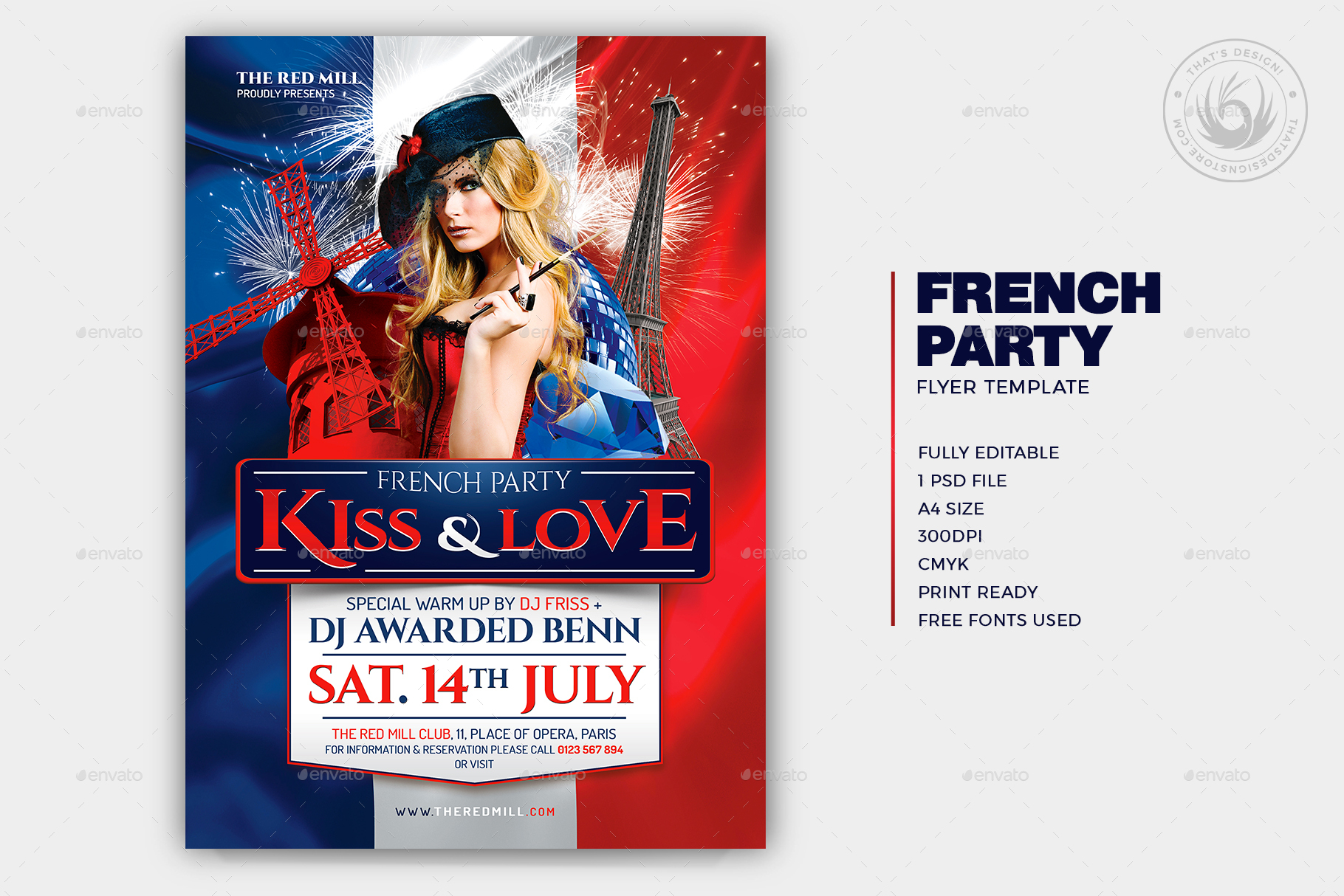 French Party Flyer Template V1, Print Templates | GraphicRiver