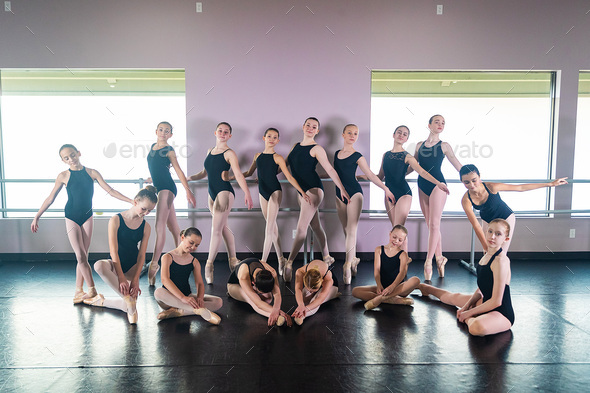 Large group of ballet dancers in studio Stock Photo by MatHayward ...