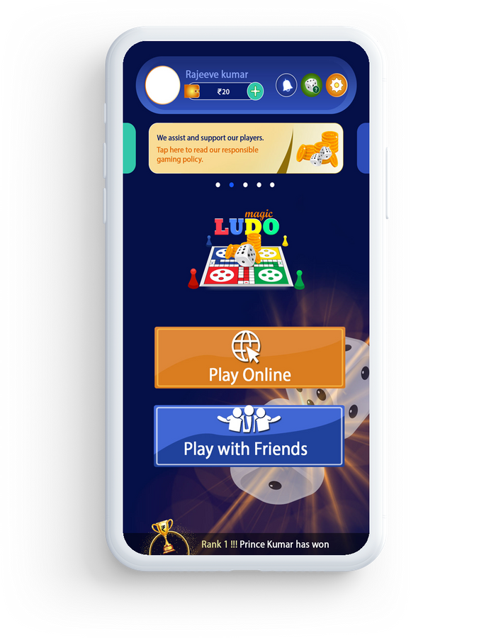 Ludo Magic Tournament Real Money Earning Android App by NodewapTechnology