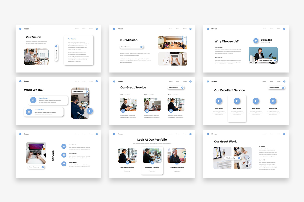 Stream - Video Streaming Platform PowerPoint Template, Presentation ...