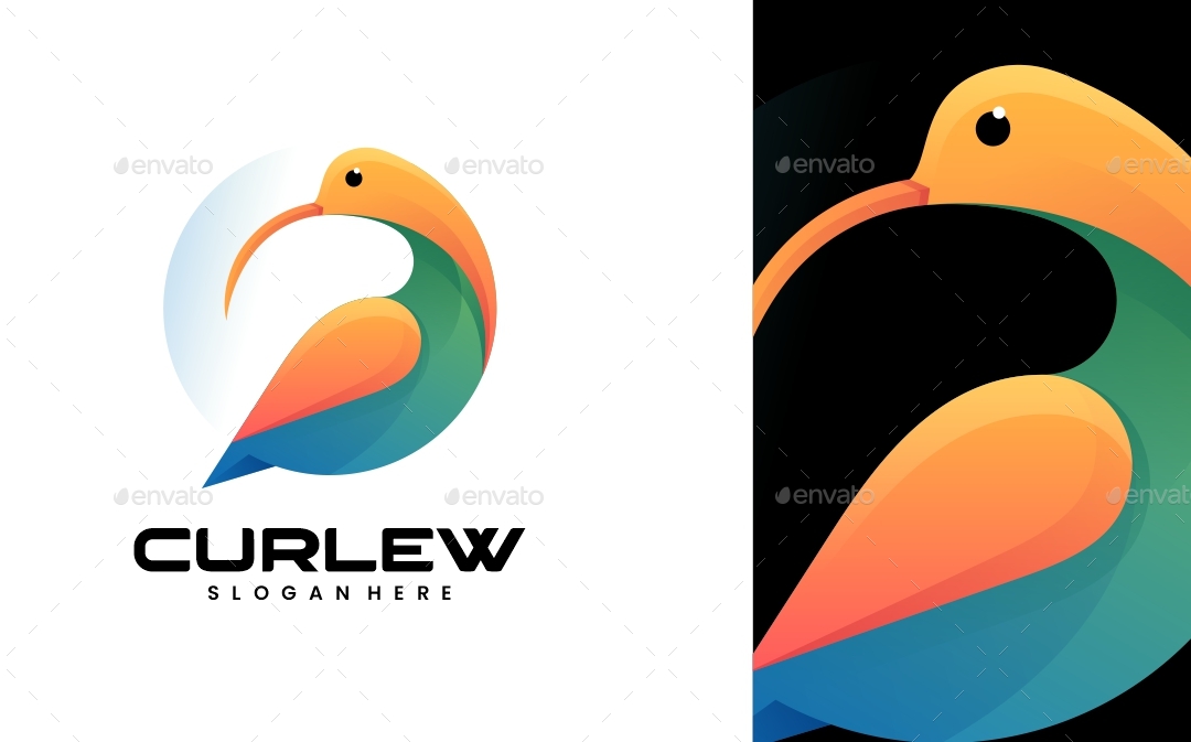 Curlew Gradient Colorful Logo Template by artnivora_std | GraphicRiver