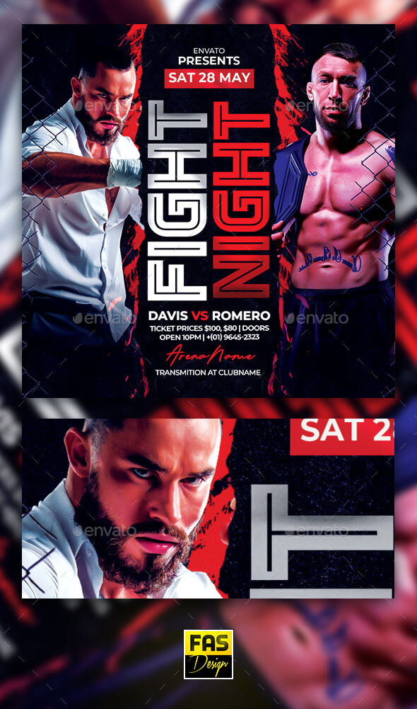 Fight Night Flyer Template, Print Templates | GraphicRiver