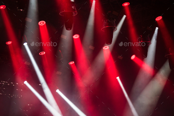 Bright red and white stage lights during a live concert Stock Photo by ...