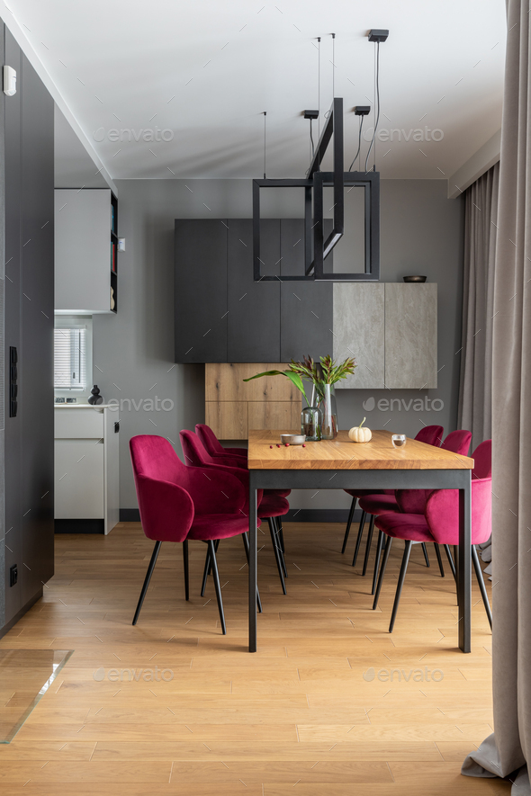 Elegant dining room interior design Stock Photo by FollowTheFlowStudio