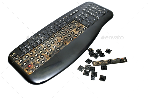 very dirty black disassembled keyboard close-up Stock Photo by ...