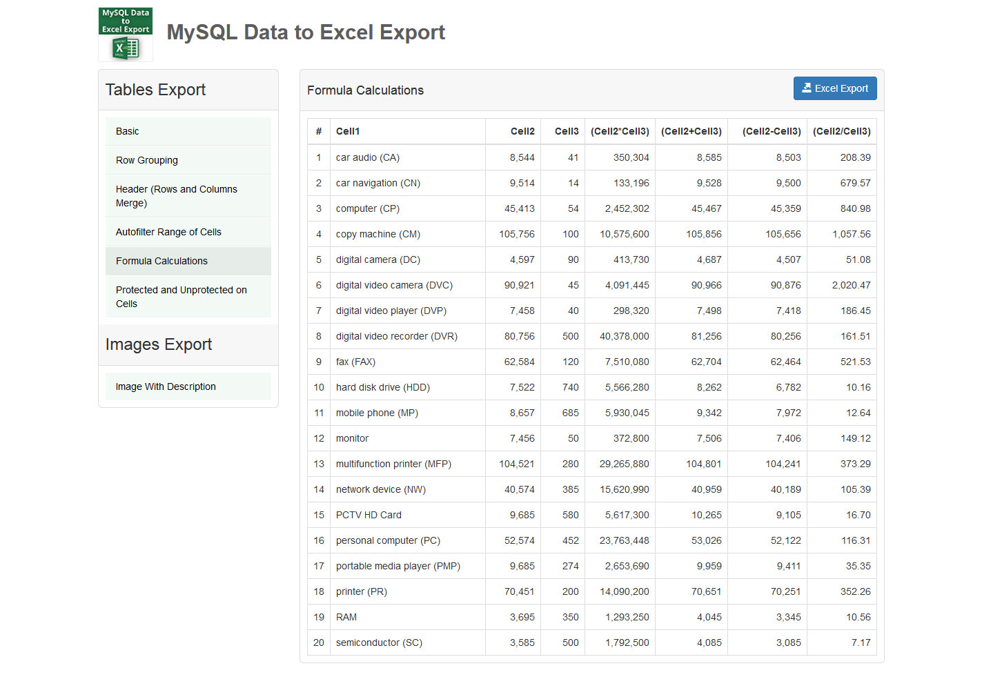 MySQL Data to Excel Export by themeposh | CodeCanyon