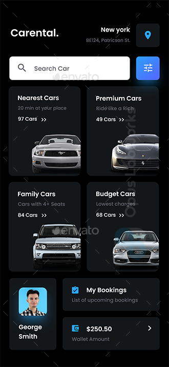 Car Rental Booking App UI Kit | Self-driving Rental Car UI Kit | Car ...