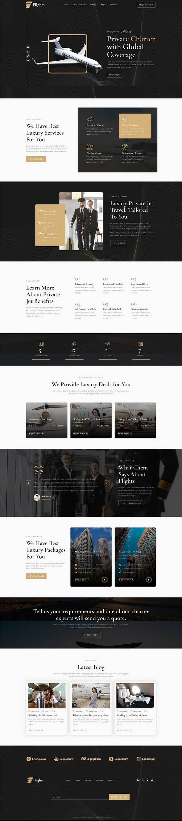 Flights - Private Jets Elementor Template Kit by Rometheme | ThemeForest