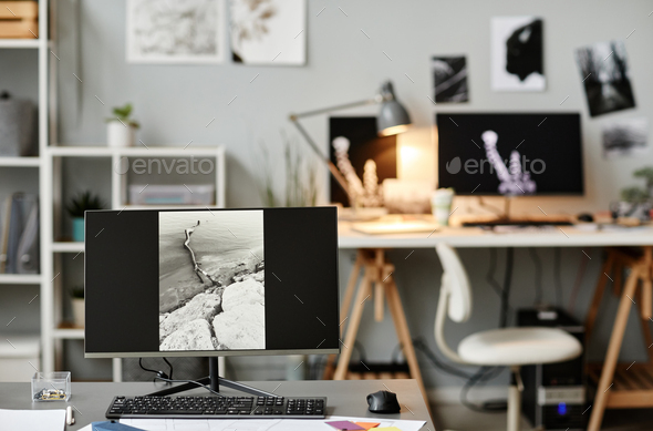 Photo Editing Workstation in Office Stock Photo by seventyfourimages