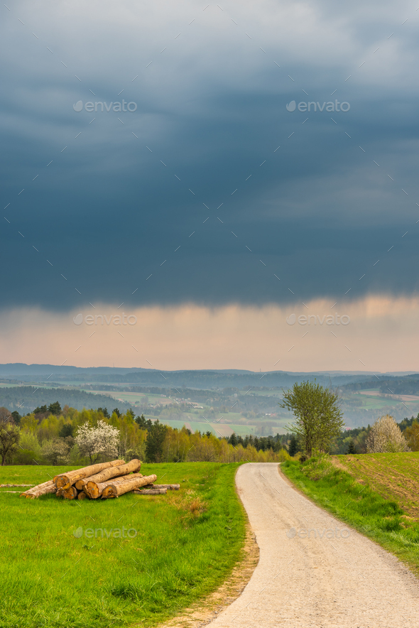 Rural Countryside Road and Rolling hills in Poland Stock Photo by merc67