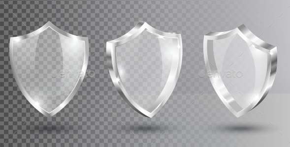 Transparent Glass Shields, Vectors | GraphicRiver