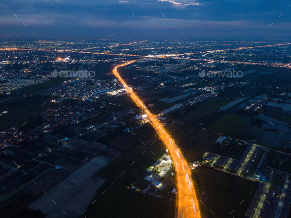 Aerial view of highway junctions. Bridge roads shape in structure. Top ...