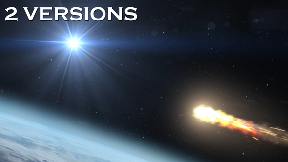 Asteroid Meteor Burning in Earth Atmosphere- 2 Pack, Motion Graphics