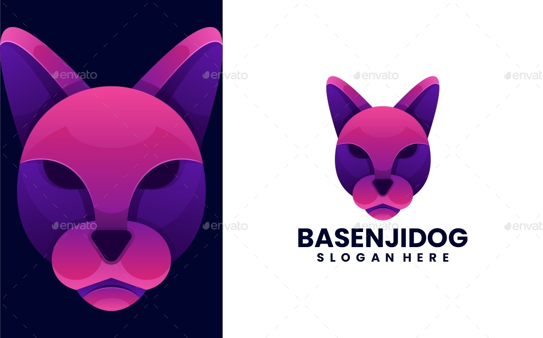 Basenji Dog Gradient Logo Template, Logo Templates | GraphicRiver