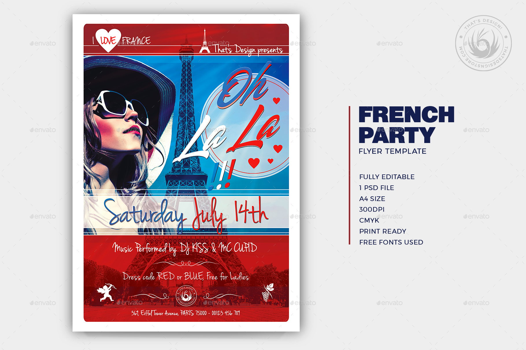 French Party Flyer Template V2, Print Templates | GraphicRiver