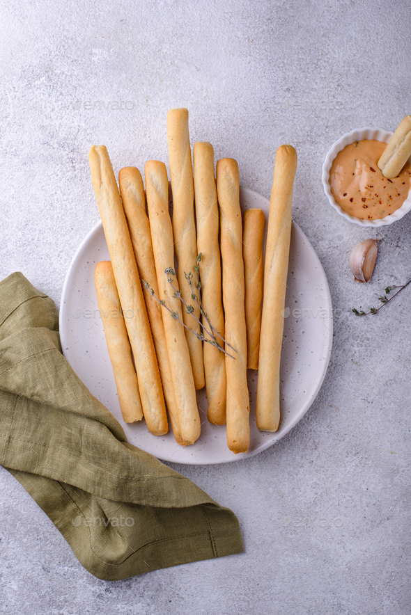 Italian grissini, traditional appetizer breadstick Stock Photo by ...
