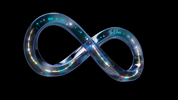 Glass Infinity Symbol with Neon in Loop Rotation 360 Animation with ...