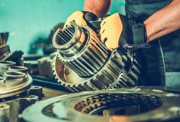 Heavy Duty Construction Machines Replacement Parts Stock Photo by duallogic