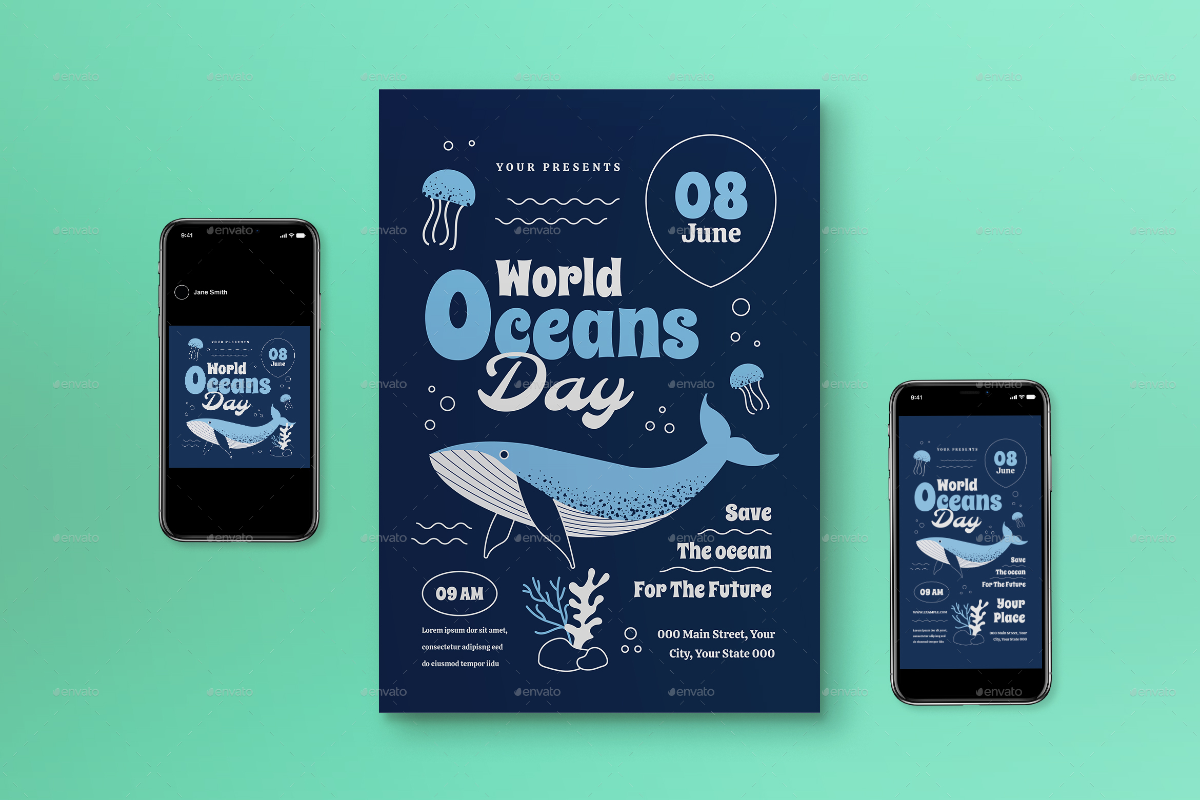 World Oceans Day Flyer Set, Print Templates | GraphicRiver