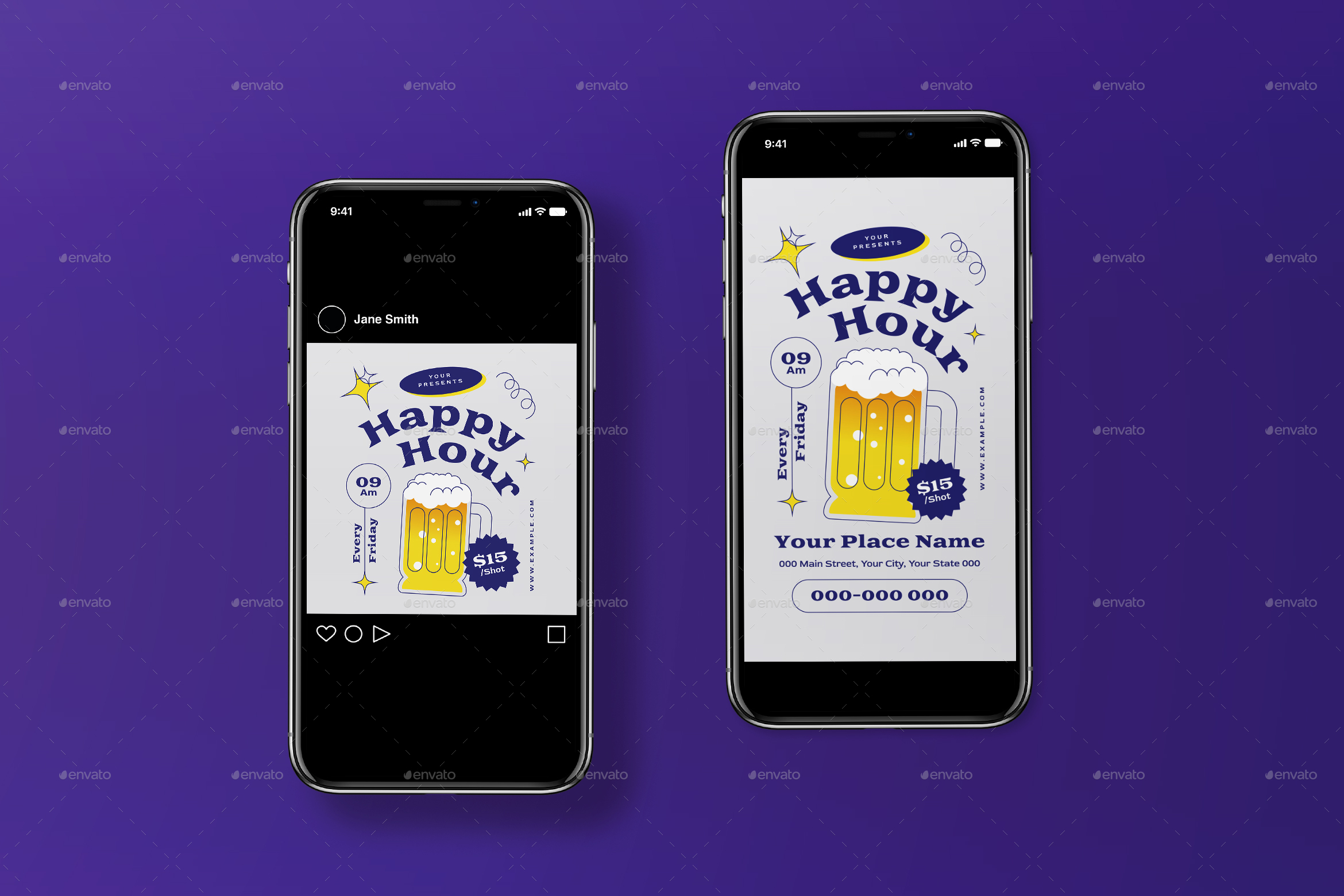 Happy Hour Flyer Set, Print Templates | GraphicRiver