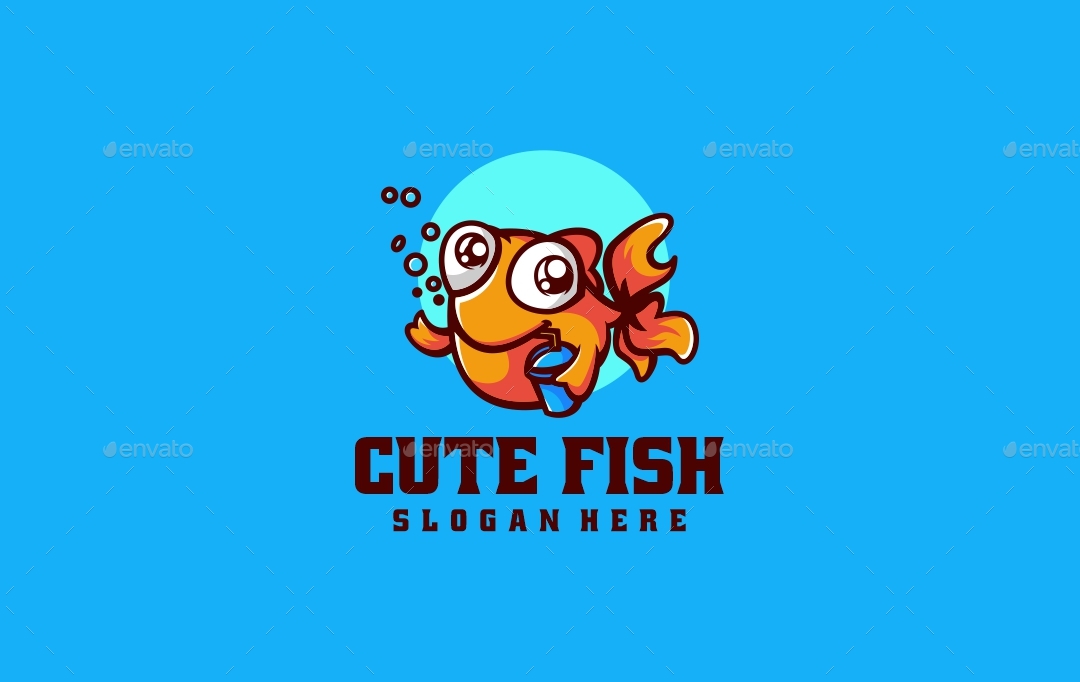 Cute Fish Mascot Cartoon Logo Template, Logo Templates | GraphicRiver