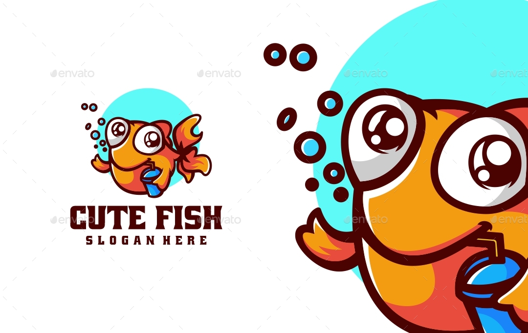 Cute Fish Mascot Cartoon Logo Template, Logo Templates | GraphicRiver