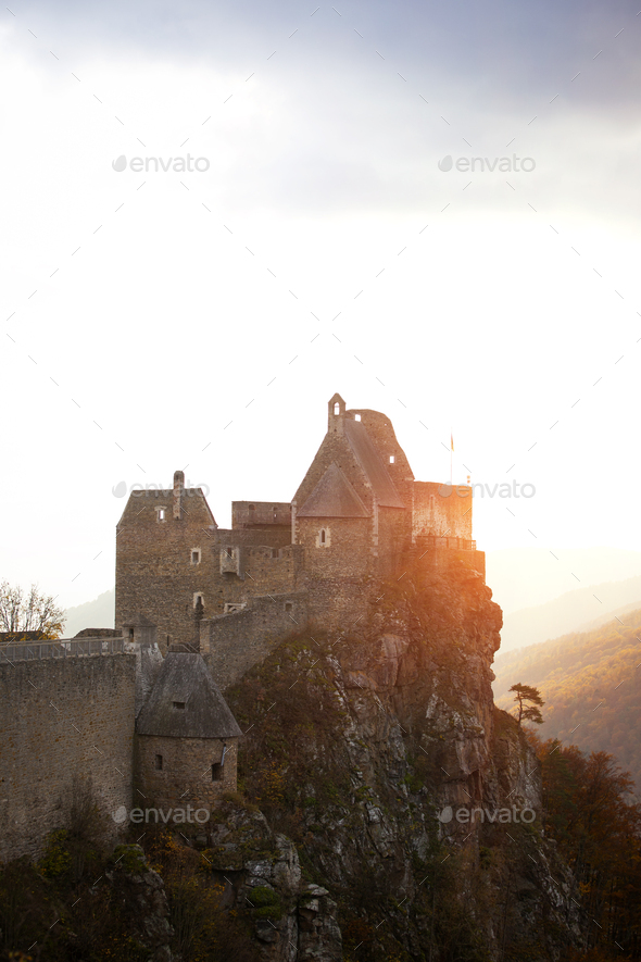 evening view of Aggstein castle ruins Stock Photo by azgek | PhotoDune