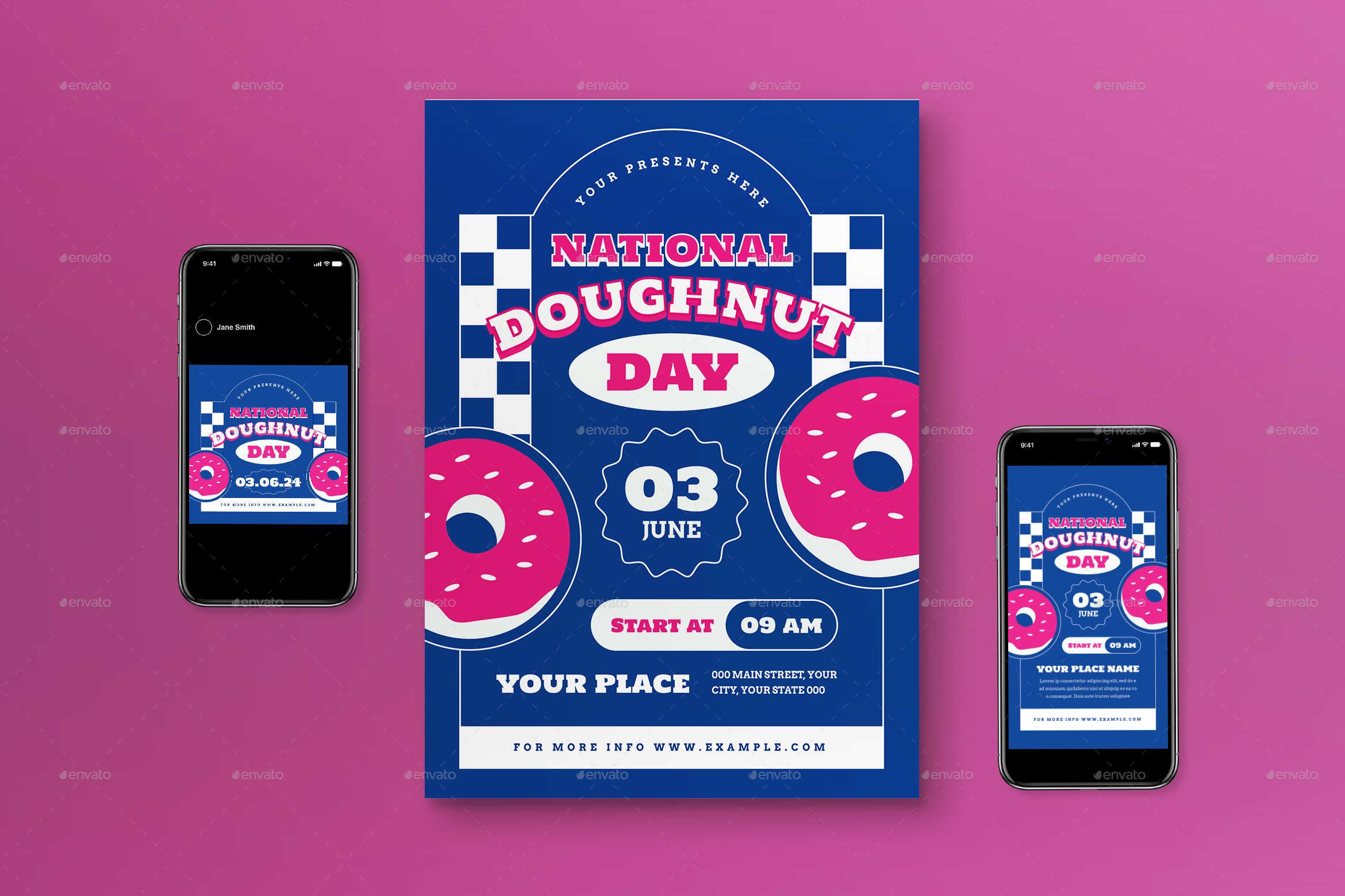 National Doughnut Day Flyer Set, Print Templates | GraphicRiver