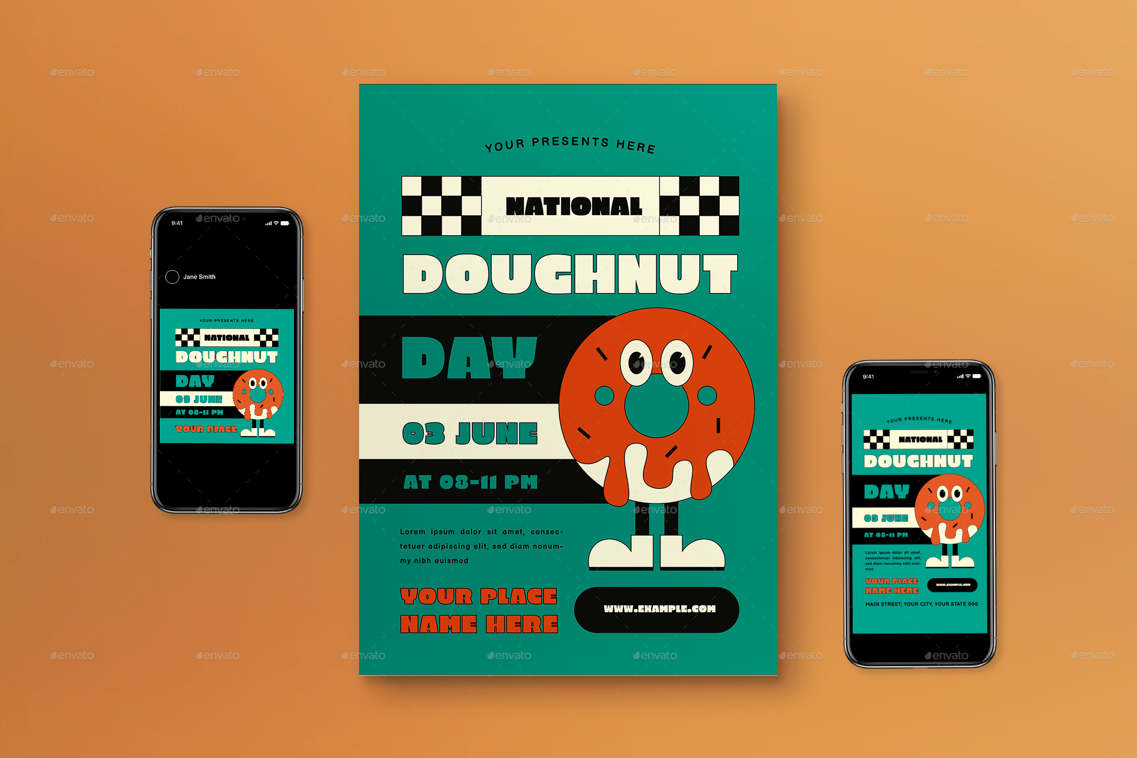 National Doughnut Day Flyer Set, Print Templates | GraphicRiver